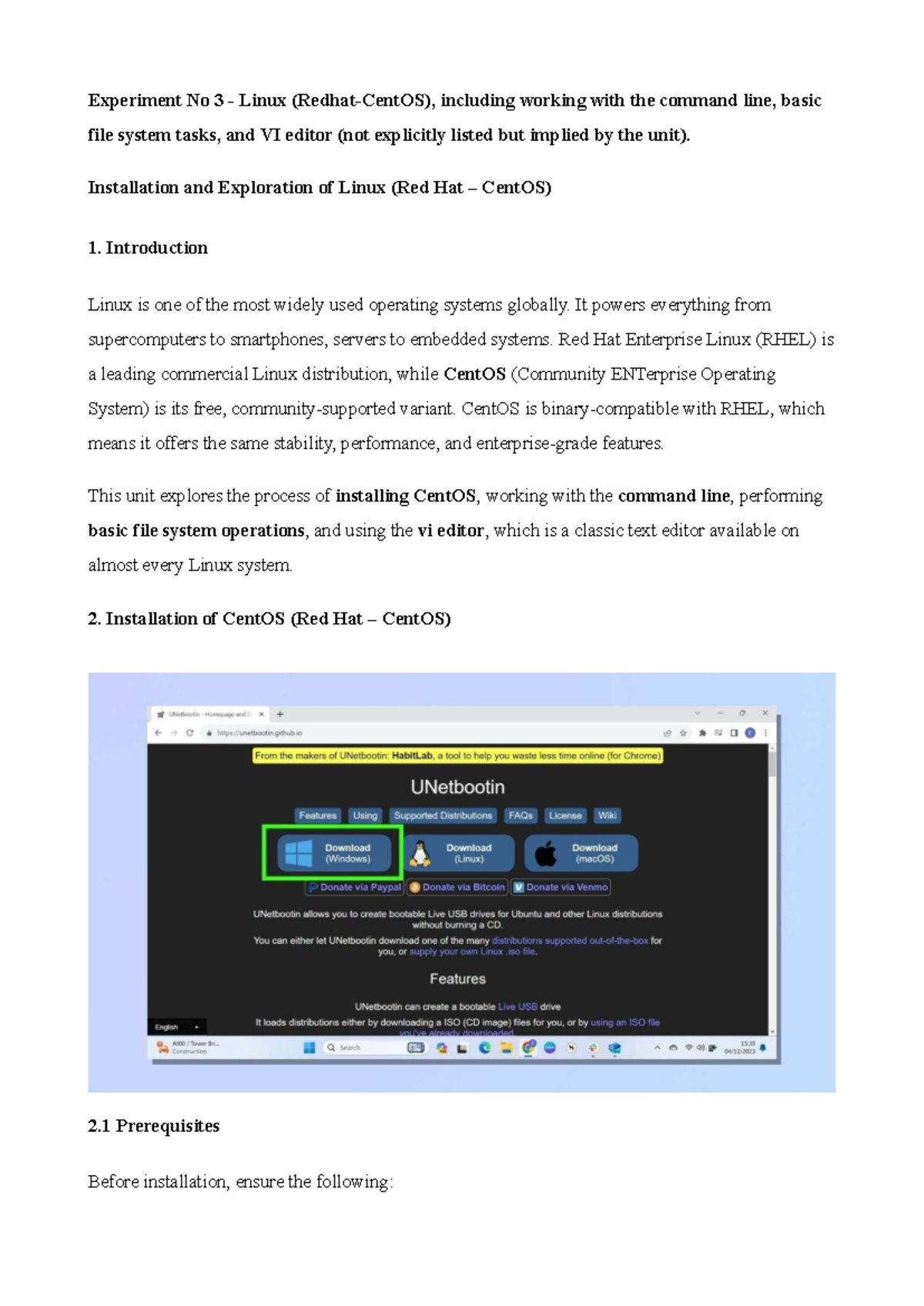 OST EXP - Experiment No 3: Linux Installation & Command Line Basics - Studocu