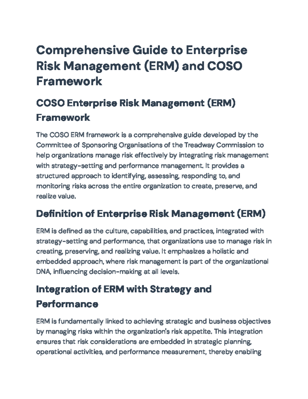 Comprehensive Guide to COSO ERM Framework & Risk Management Strategies ...