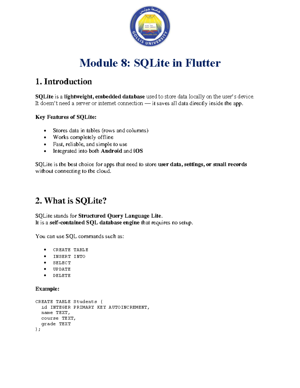 Module 8: SQLite in Flutter - Local Data Persistence and Management ...