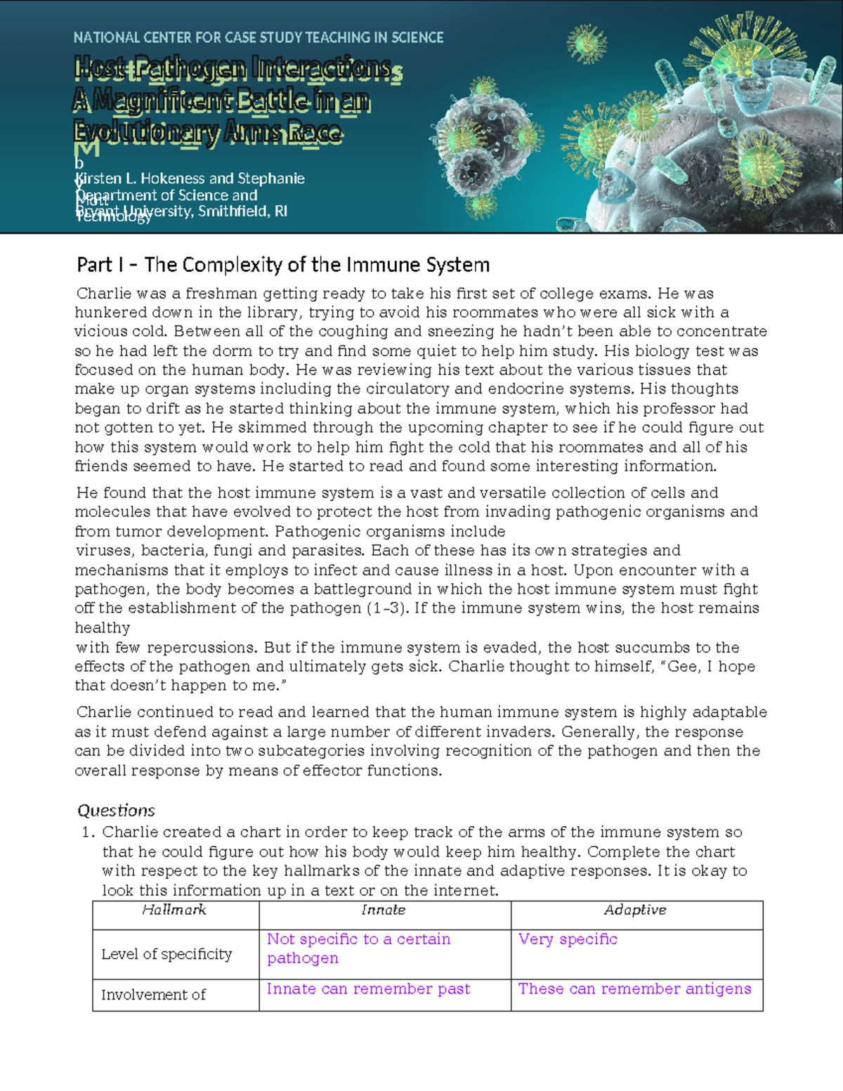**BIOL 101: Immune System Case Study and Anatomical Barriers** - Studocu