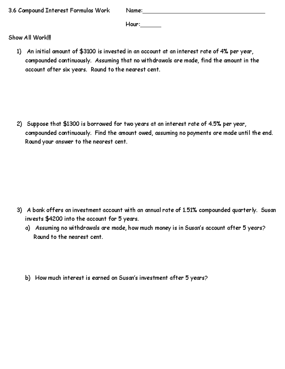 3.6 Compound Interest Homework: Formulas & Problems - Studocu