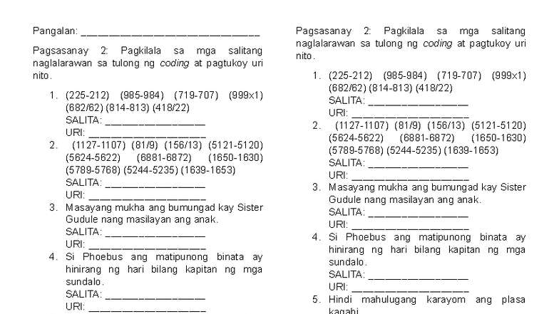 Pagsasanay 2: Pagkilala sa mga Salitang Naglalarawan - Notes - Studocu