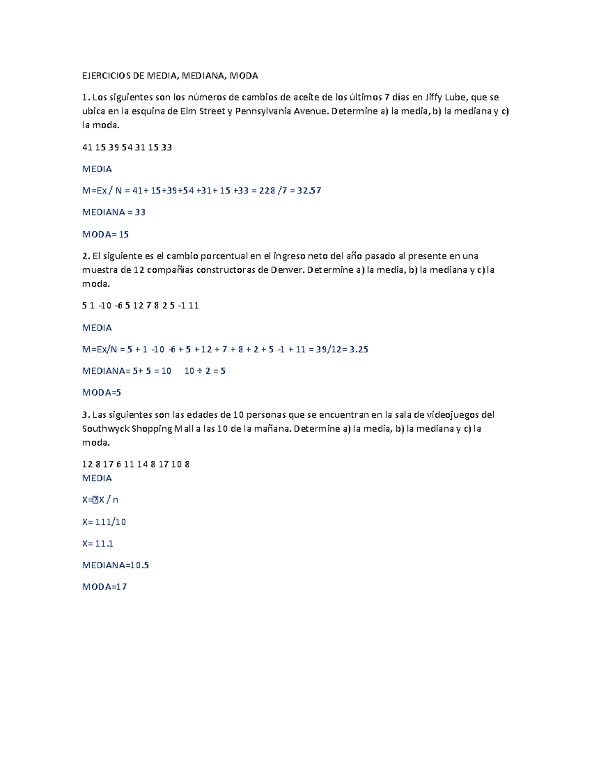 Problemario (tendencia central y dispersion) - Warning: TT: undefined function: 32 EJERCICIOS DE ...