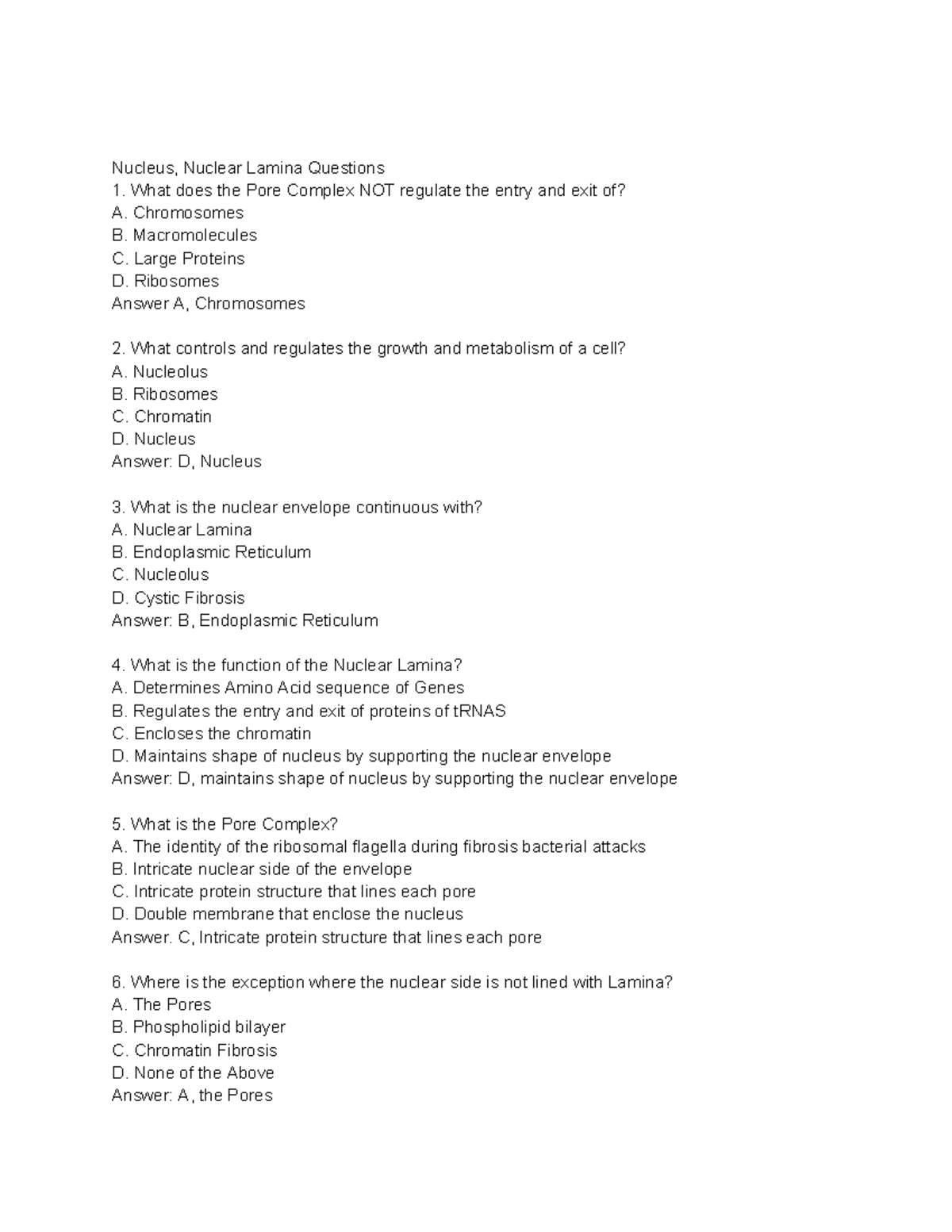 Bio and Cell Questions: Nucleus, Ribosomes, Golgi Apparatus ...