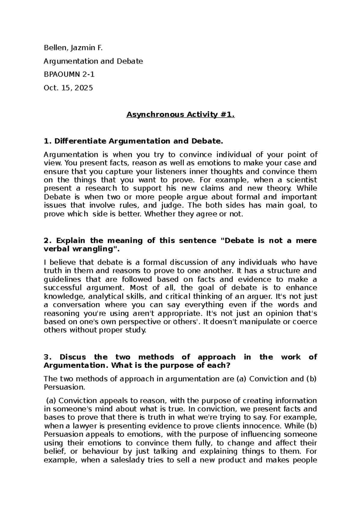 BPAOUMN Argumentation vs. Debate: Key Concepts & Methods - Studocu