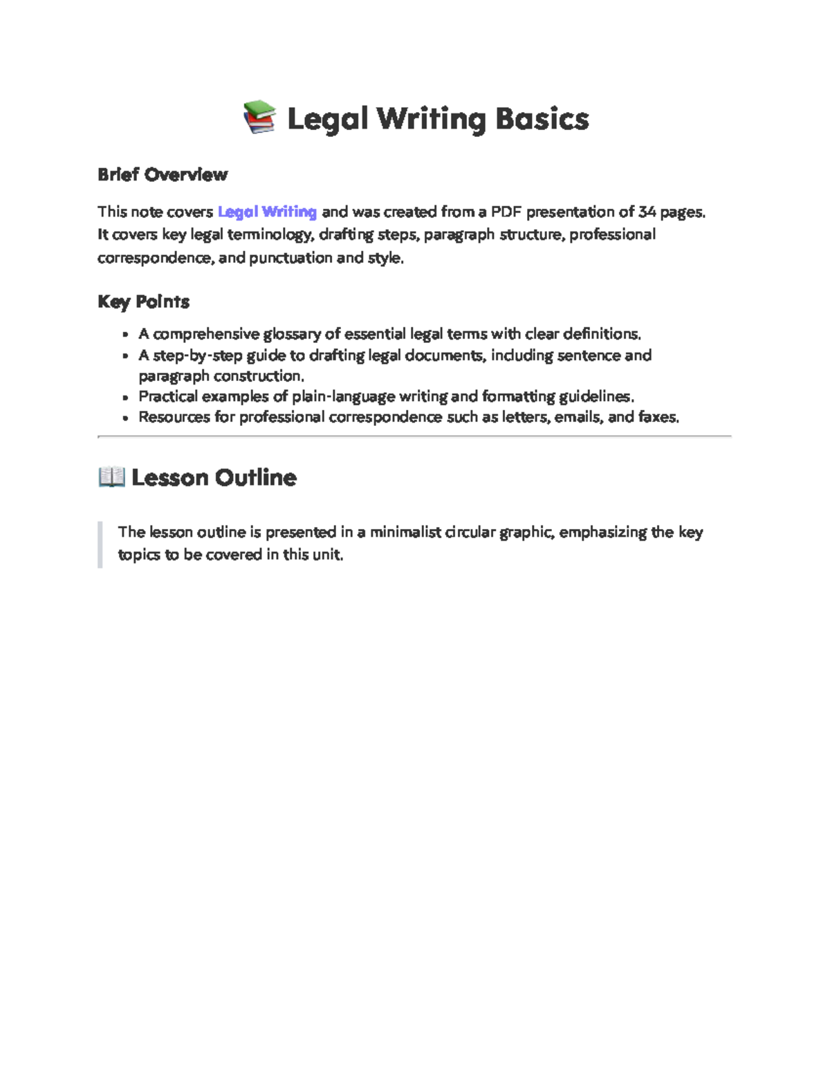 Legal Writing Basics: Overview & Key Concepts (LE101) - Studocu