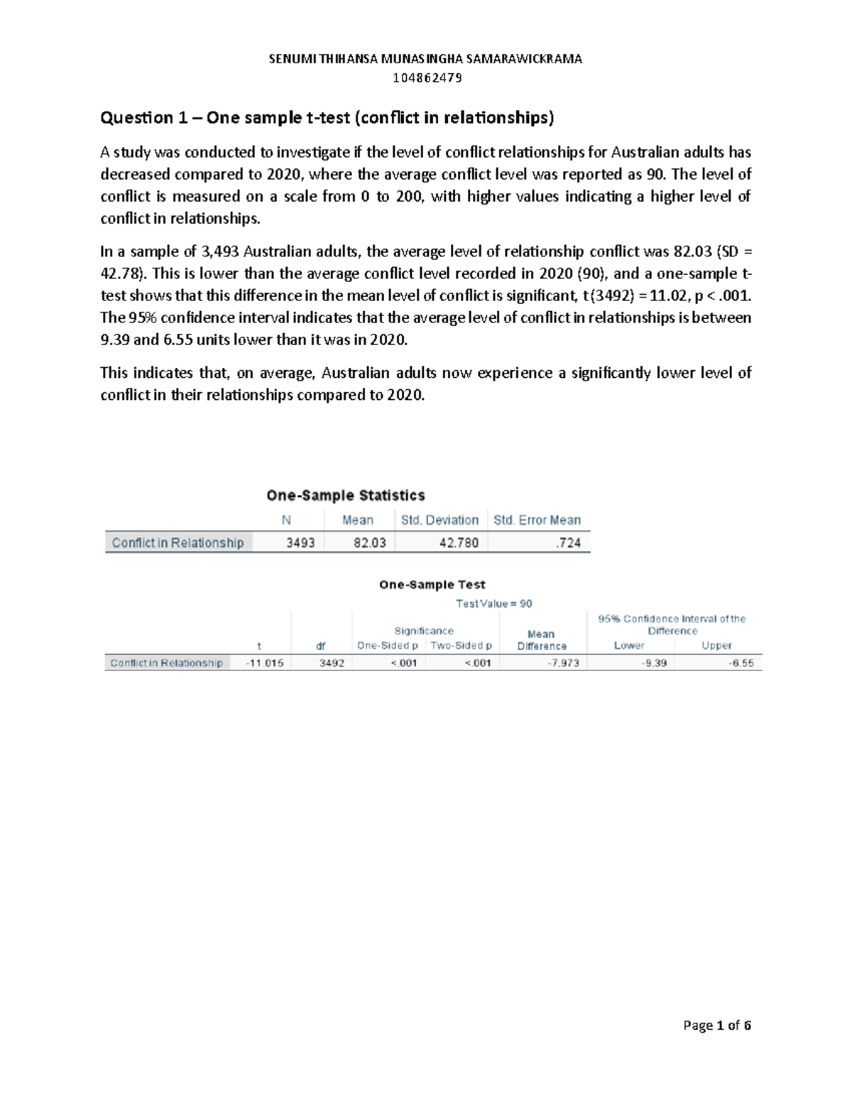 Senumi Samarawickrama -104862479 STA10003 - 104862479 Question 1 – One ...