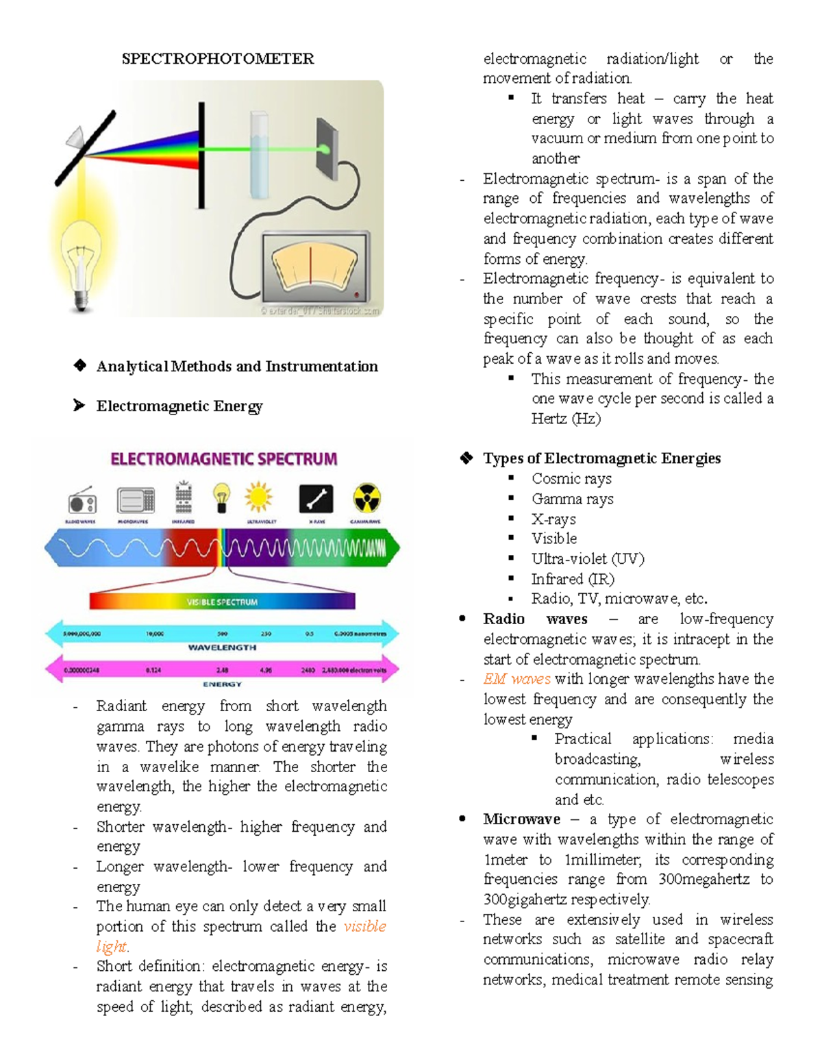 Spectrophotometer Analysis: Principles and Measurements - Studocu