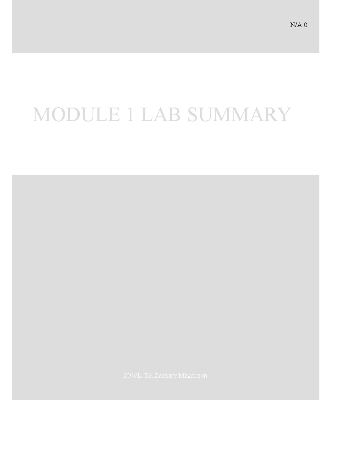 Bones Garrielle Module 1 Post Lab - 2046L TA Zachary Magnuson MODULE 1 LAB SUMMARY TA Zachary ...