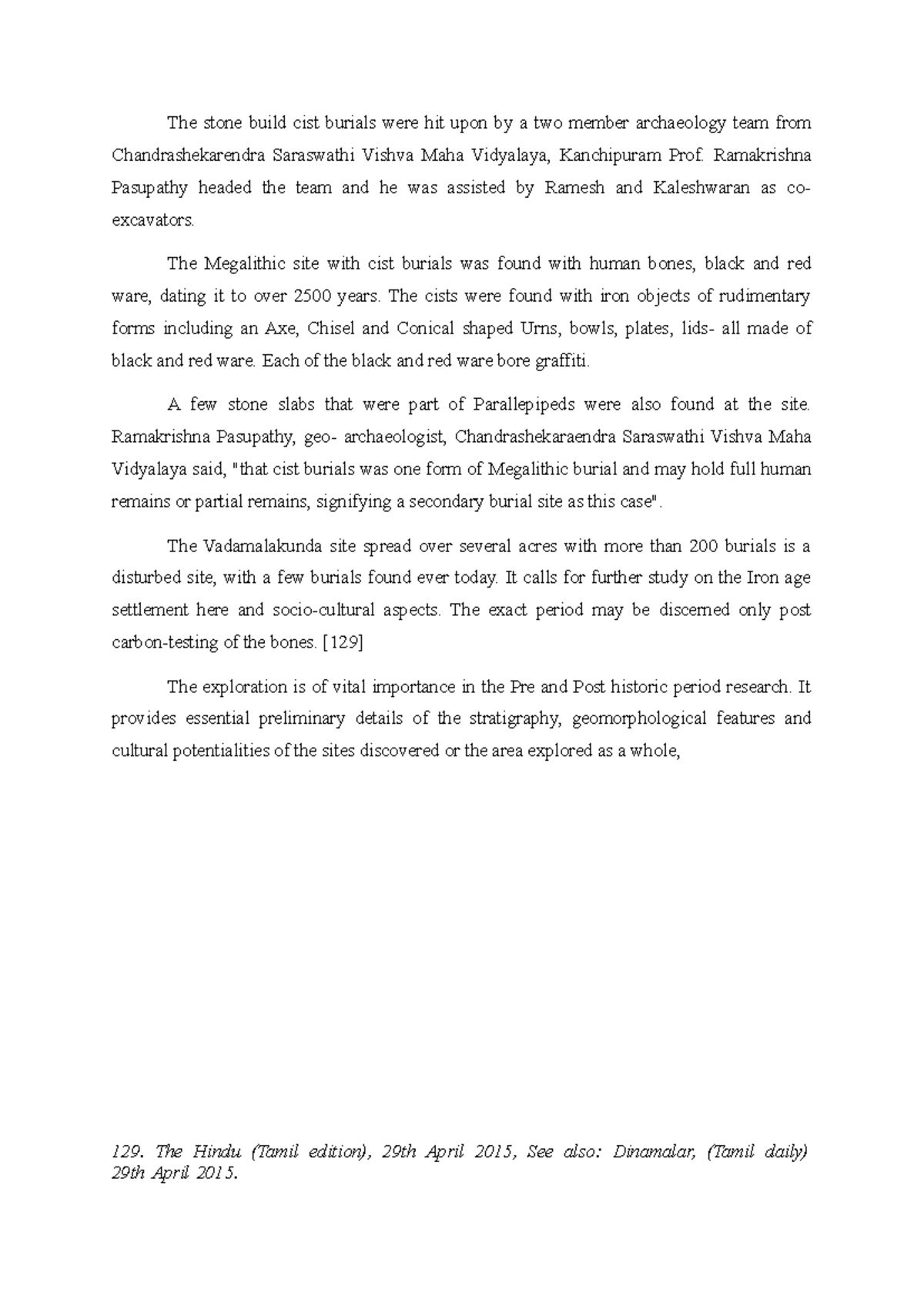 Archaeological Findings of Cist Burials in Tamil Nadu: A Study - Studocu