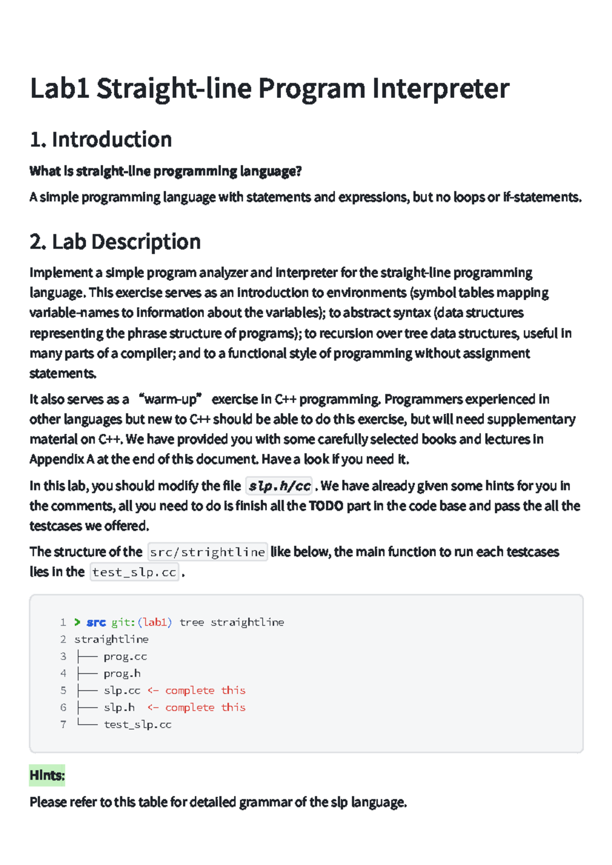 Lab 1: Straight-line Program Interpreter Overview and Guide - Studocu