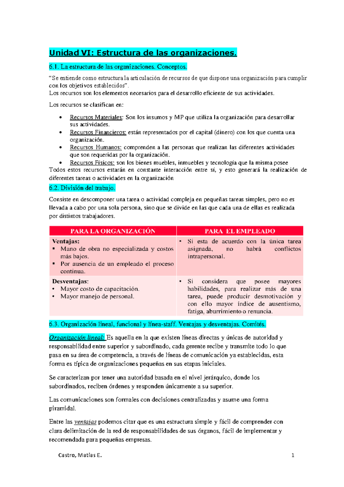 Resumen Final ORG U6: Estructura y Funciones Organizacionales - Studocu