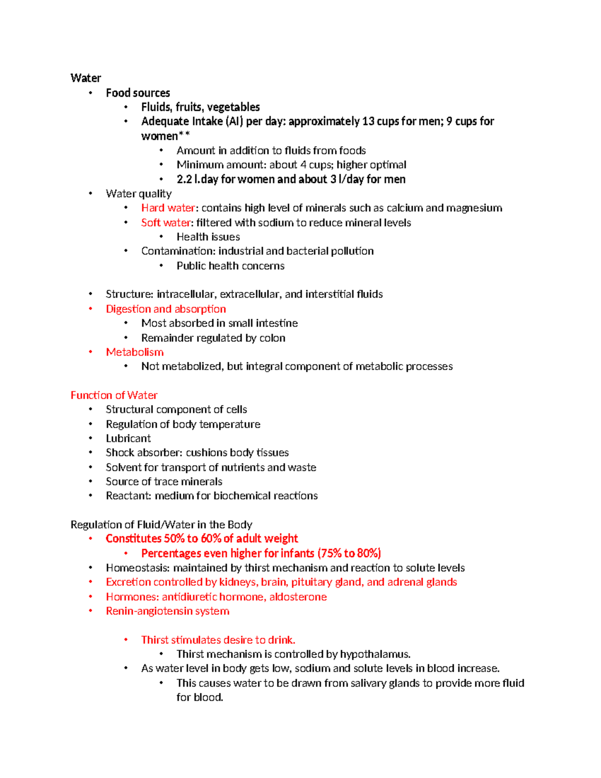 Water & Mineral Sources: Adequate Intake & Health Impacts - Studocu