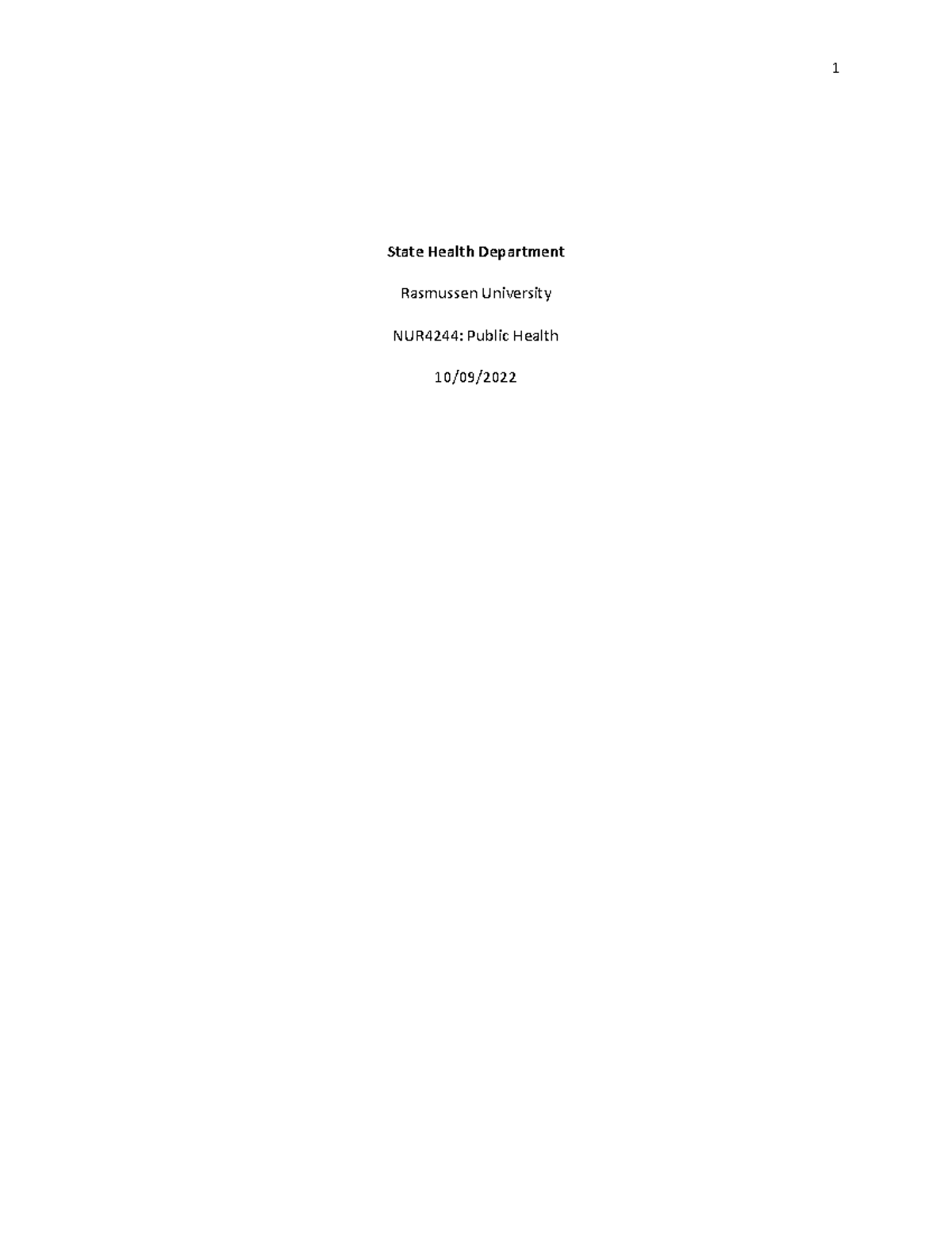 Healthdepartment - Assignment about our state health department website ...
