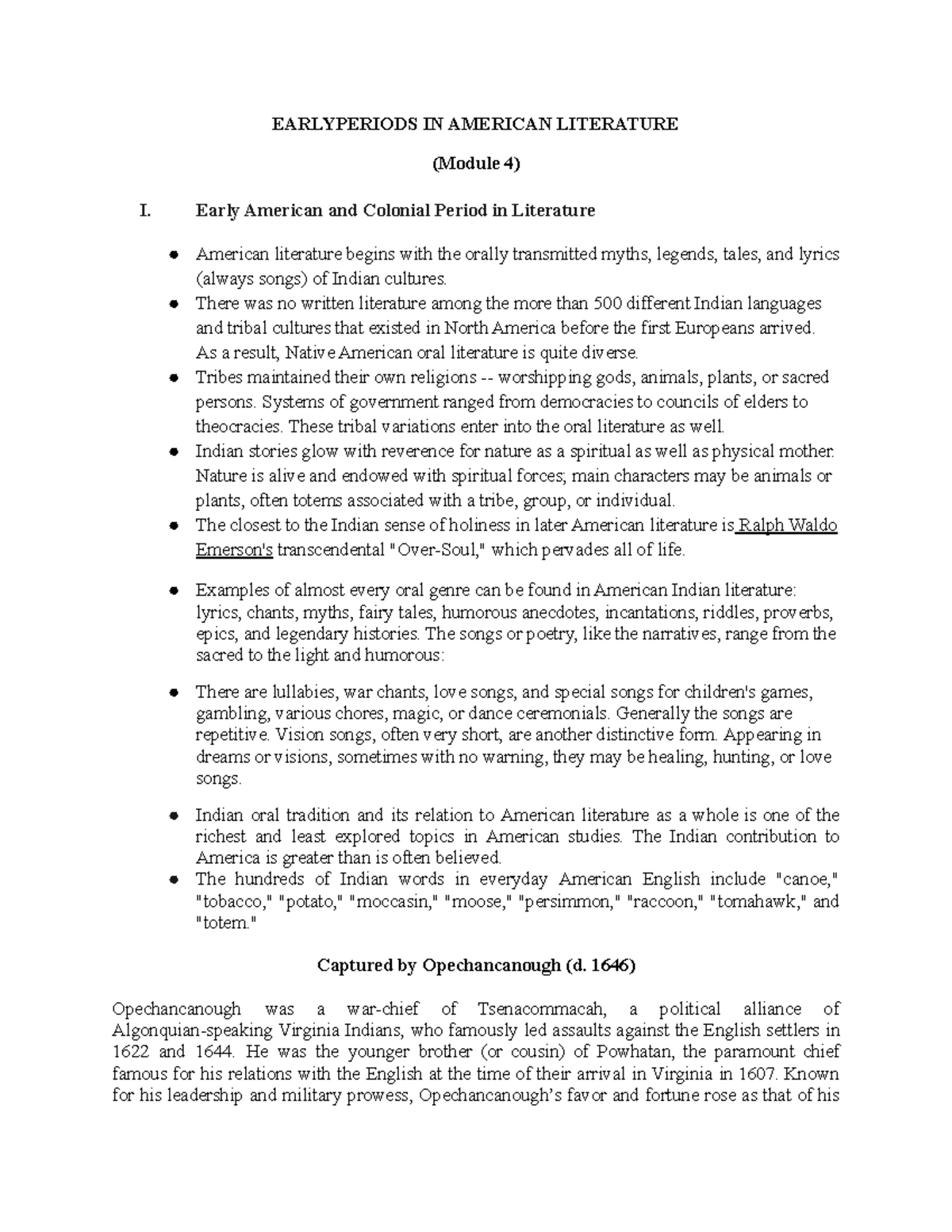 LEC 4 Early Periods in American Literature - EARLYPERIODS IN AMERICAN ...