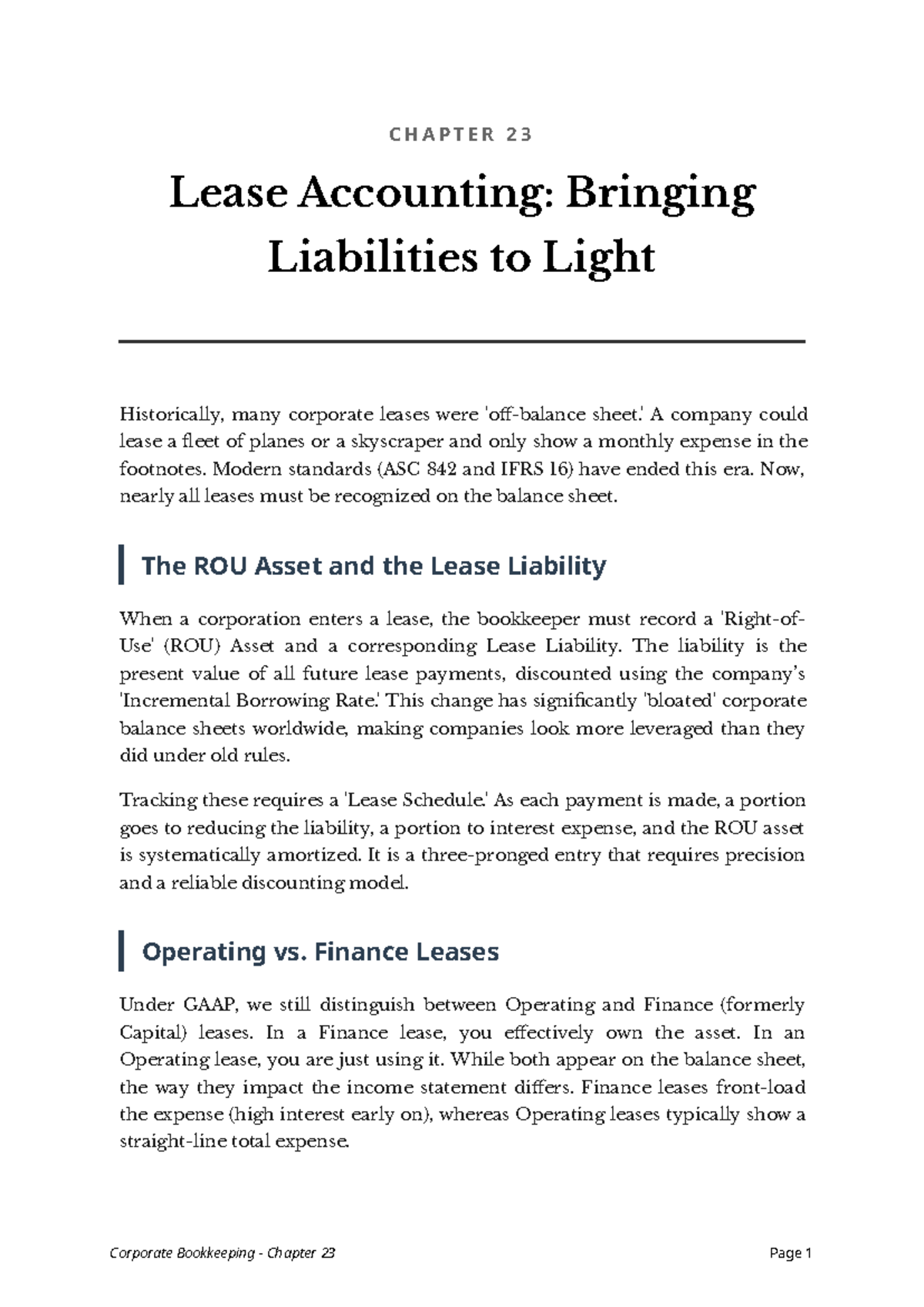 Chapter 23: Lease Accounting Under ASC 842 & IFRS 16 - Studocu