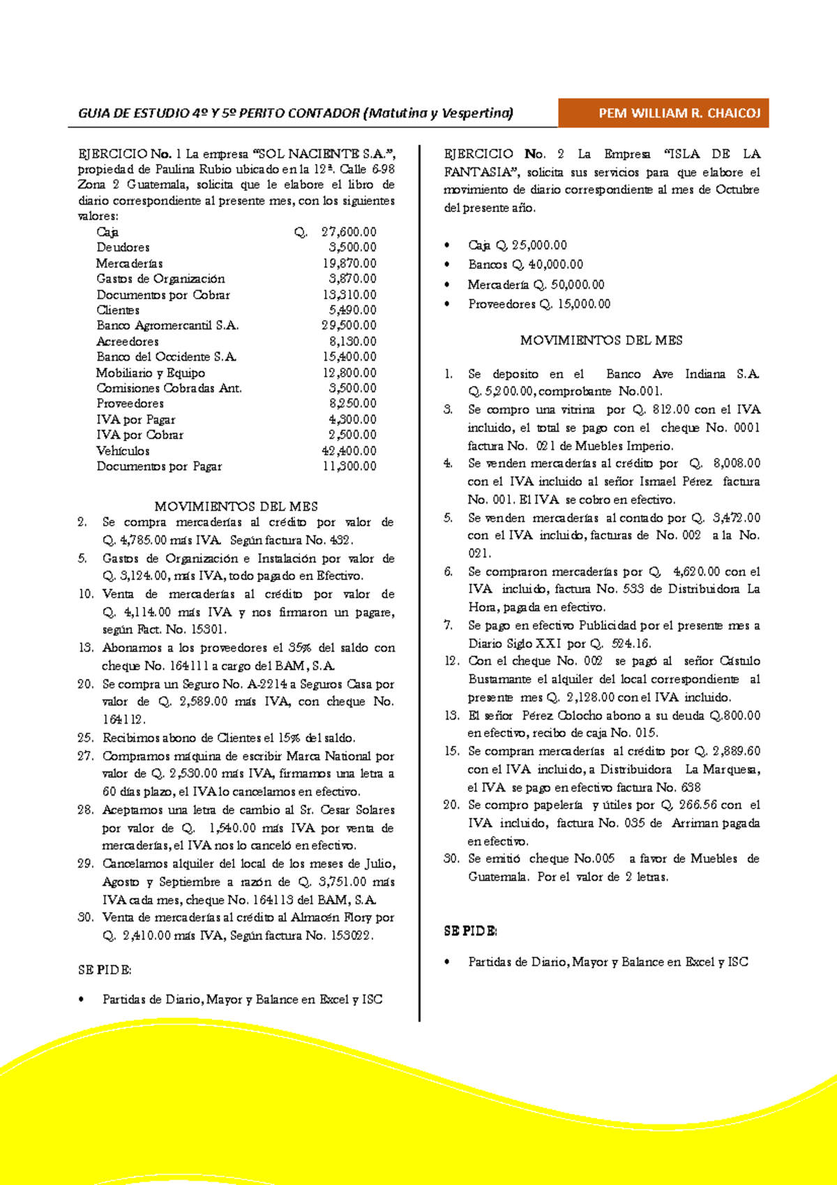 Guía de Estudio para 4º y 5º Perito Contador - Ejercicios y Movimientos ...
