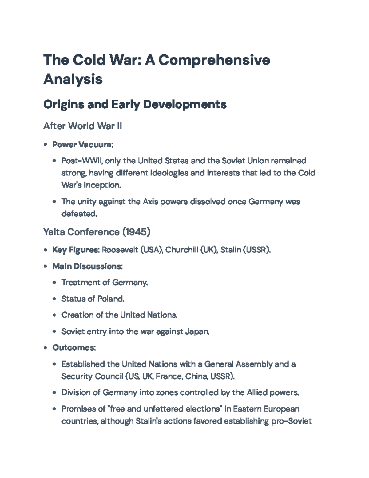 Cold War History: Strategies, Events, and Domestic Impacts (HIST 201 ...
