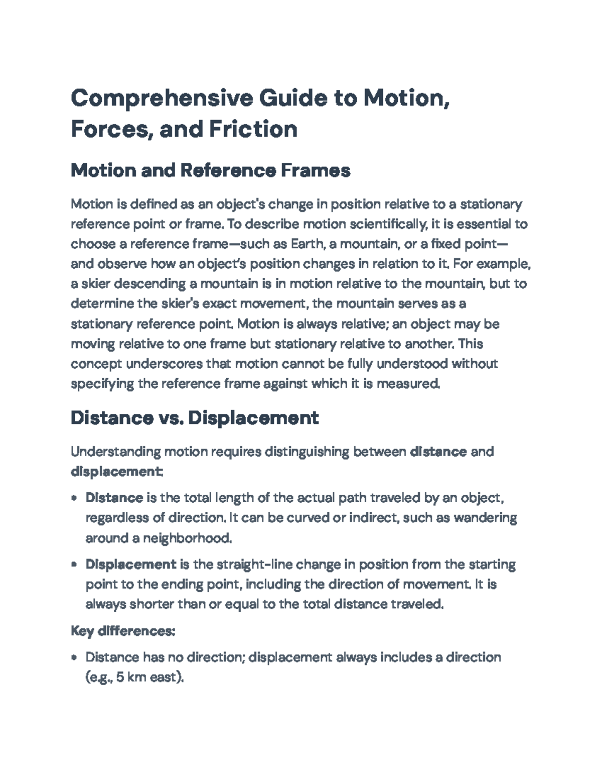 Comprehensive Guide to Motion, Forces, and Friction in Physics (PHYS ...