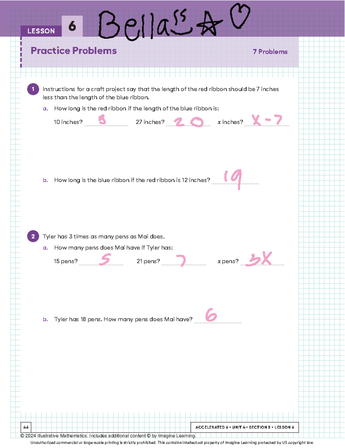 ACC4-Lesson 6 Practice Problems on Ribbon and Pen Lengths - Studocu