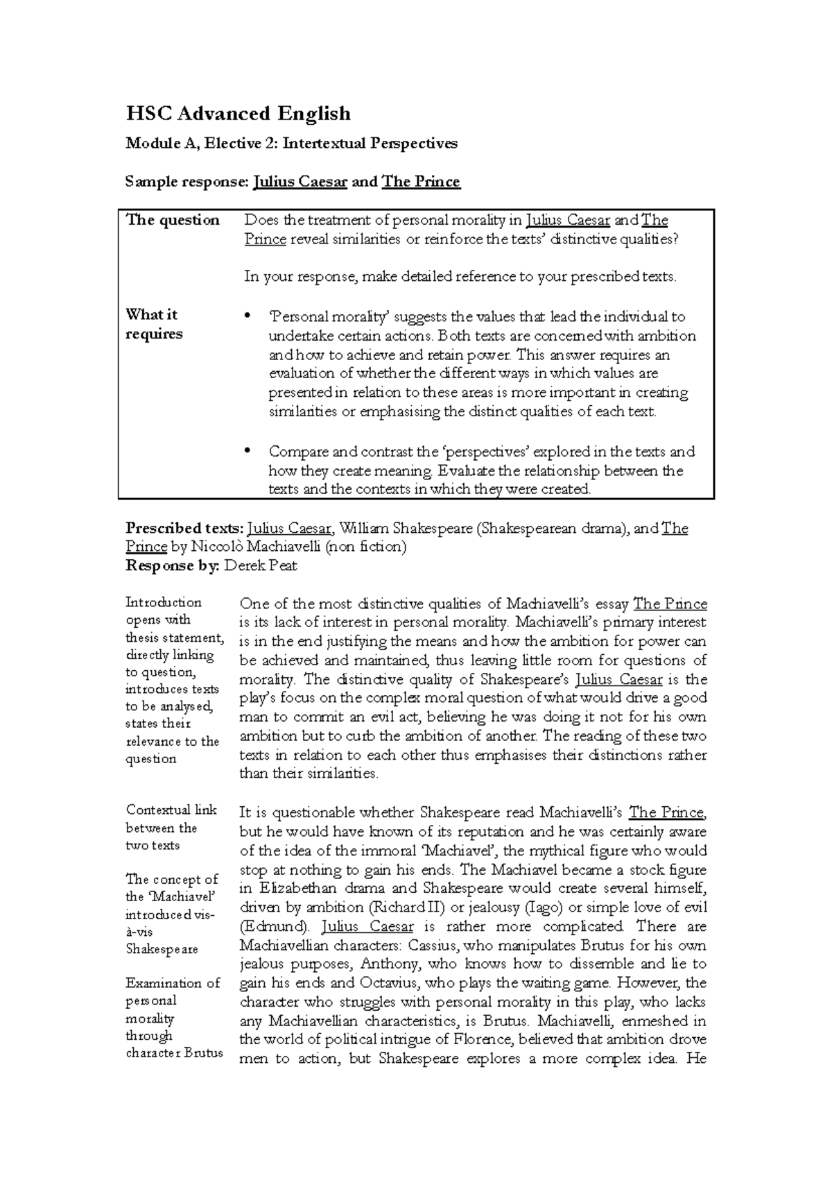 HSC Advanced English: Module A Elective 2 - Perspectives on Morality in ...