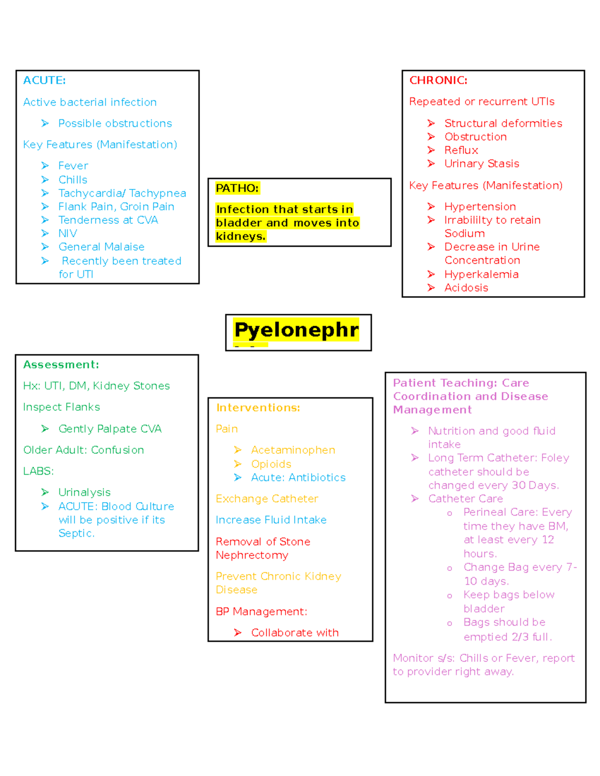 Pyelonephritis Overview: Acute vs Chronic Management Strategies - Studocu