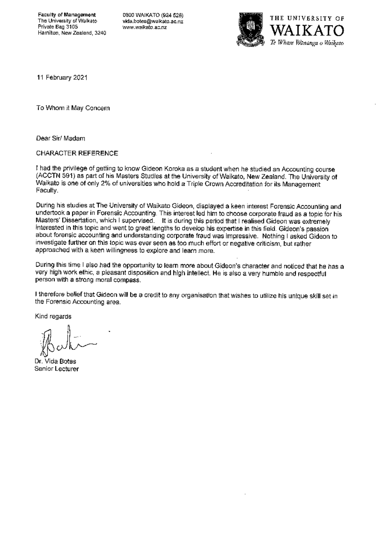 Character Reference for Gideon Koroka - ACCTN 591 - Studocu