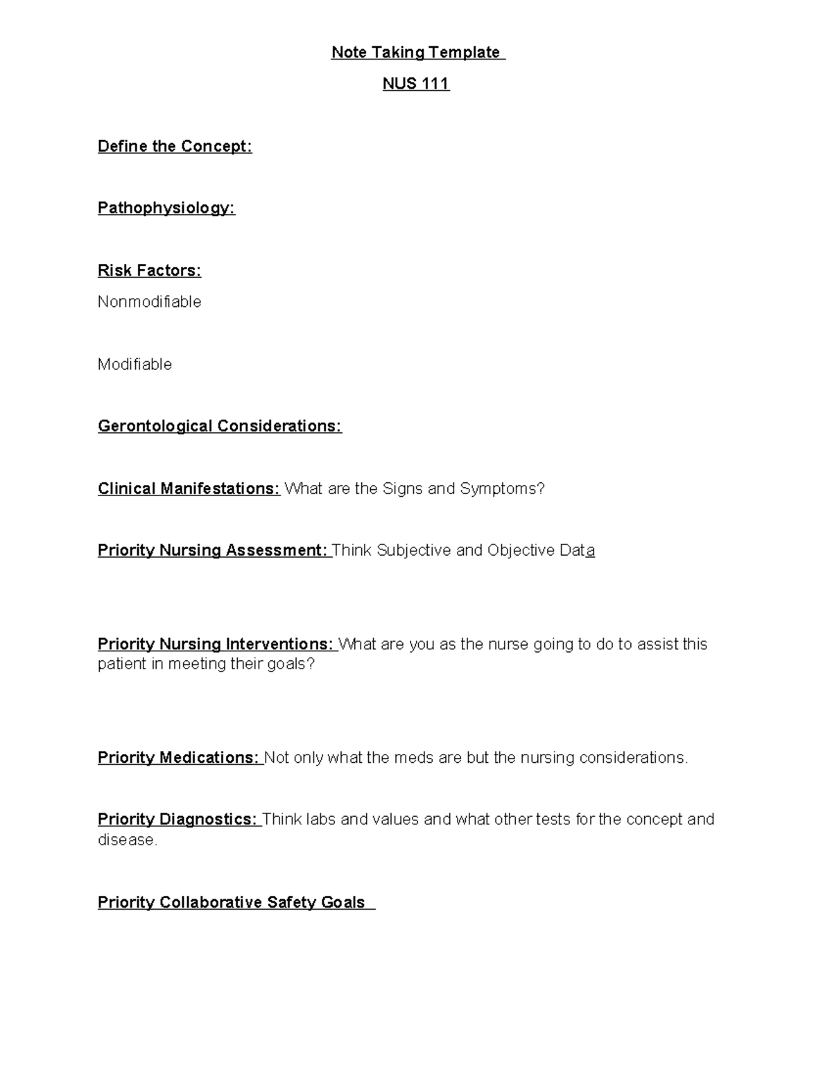 NUS 111 Note Taking Template for Students - Note Taking Template NUS ...