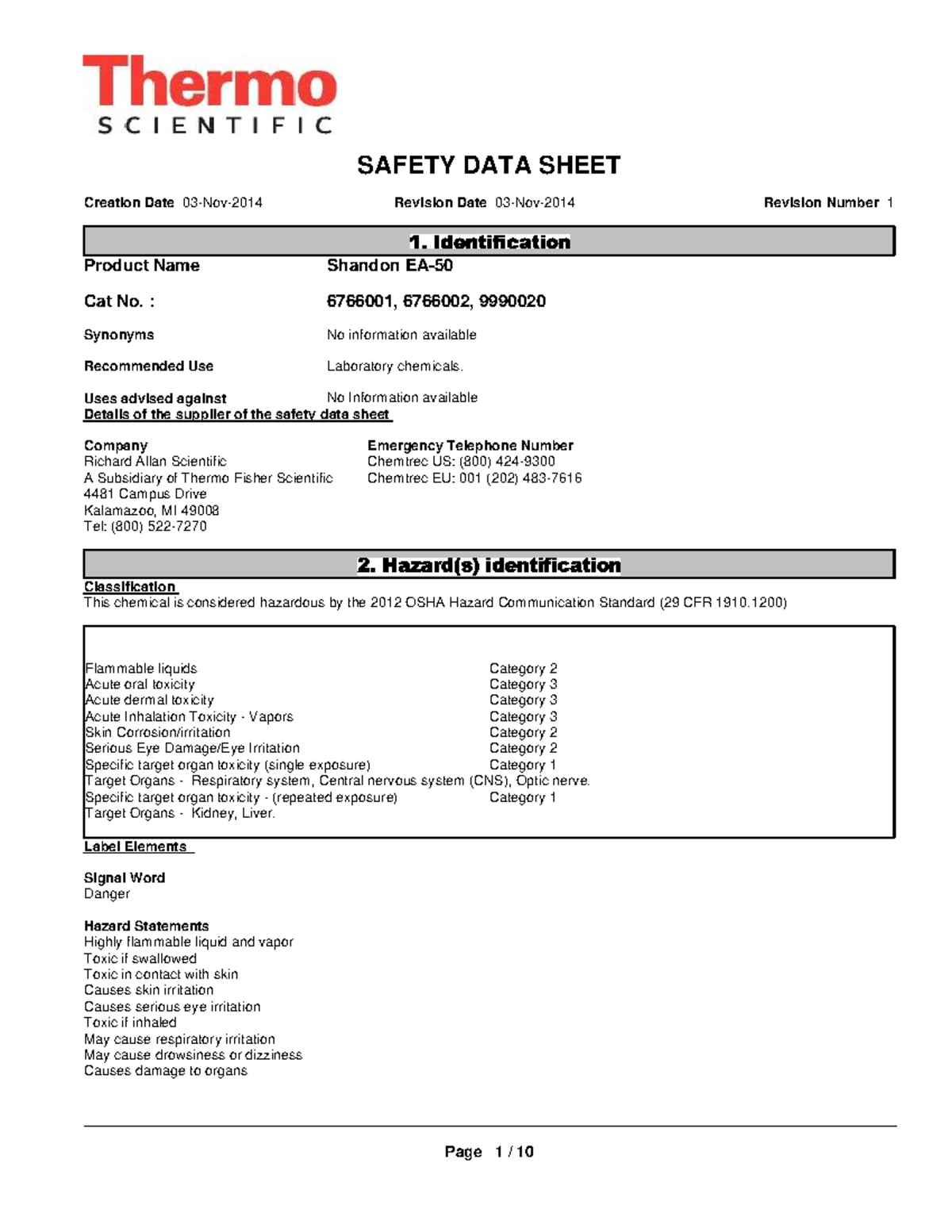 CYRA0150P - Safety Data Sheet for Shandon Chemicals - Studocu