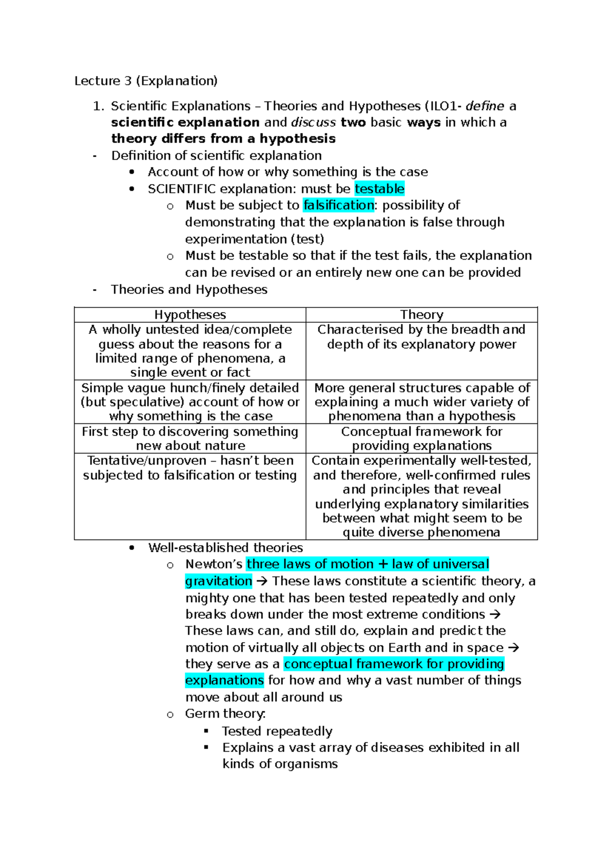 Lecture 3: Scientific Explanations, Theories, and Hypotheses - Studocu