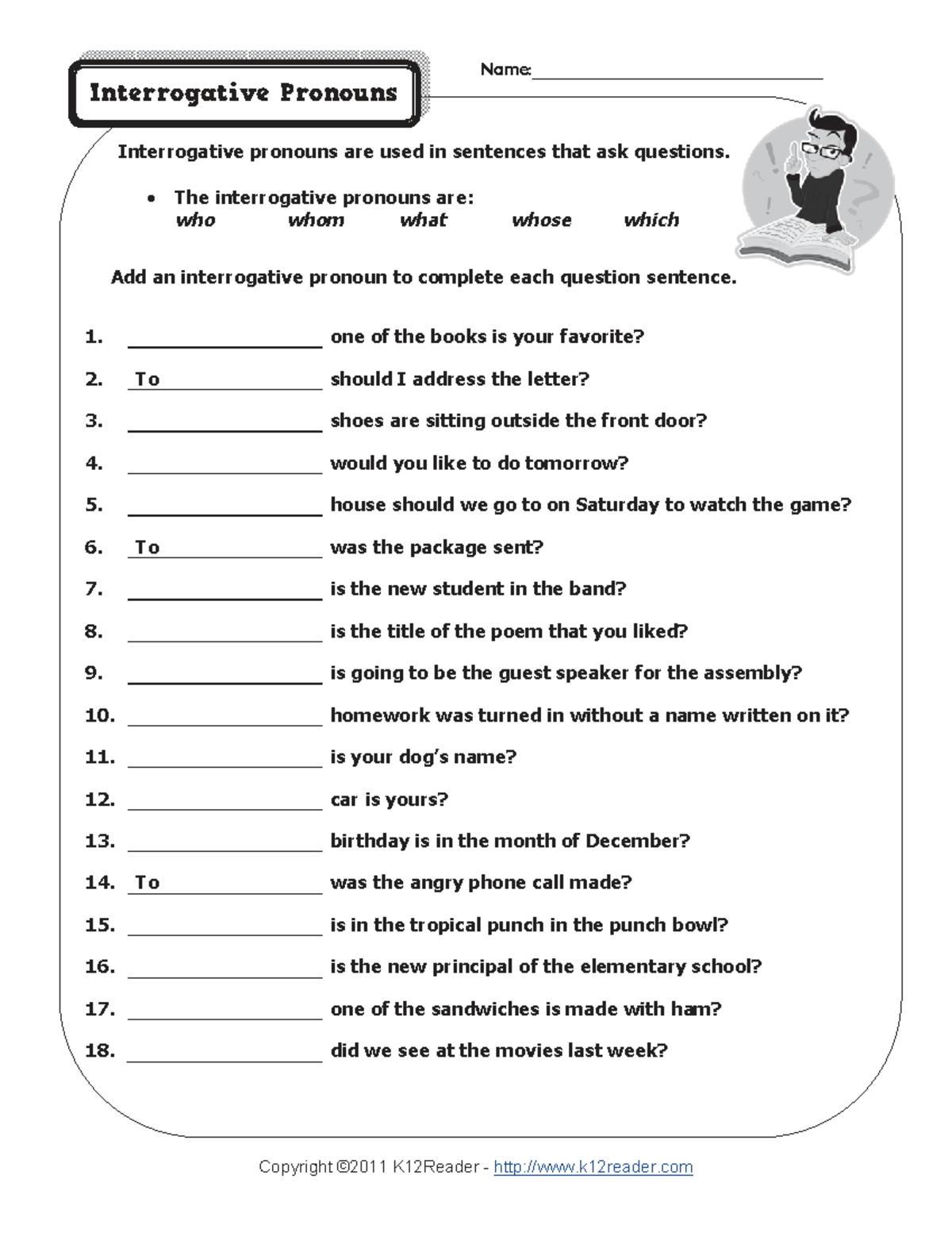 Pronoun Lesson: 10 Interrogative Pronouns for Questions - Studocu