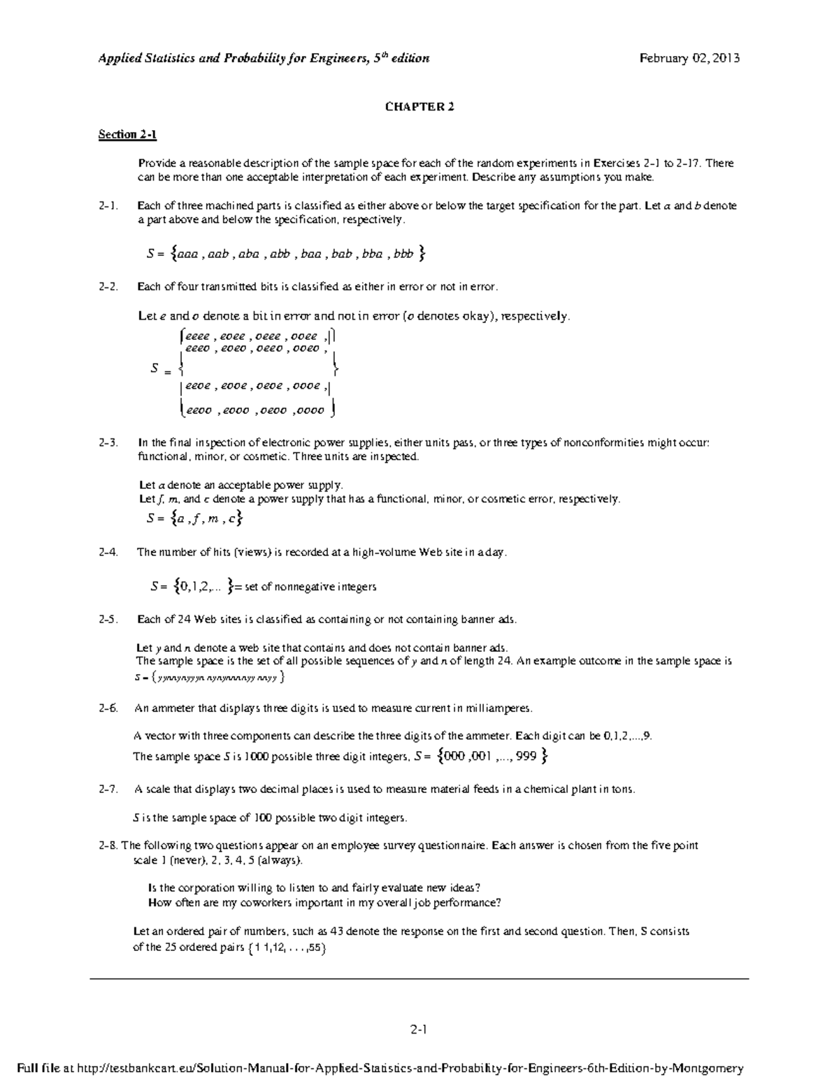 Solution Manual for Applied Statistics a - Applied Probability and ...