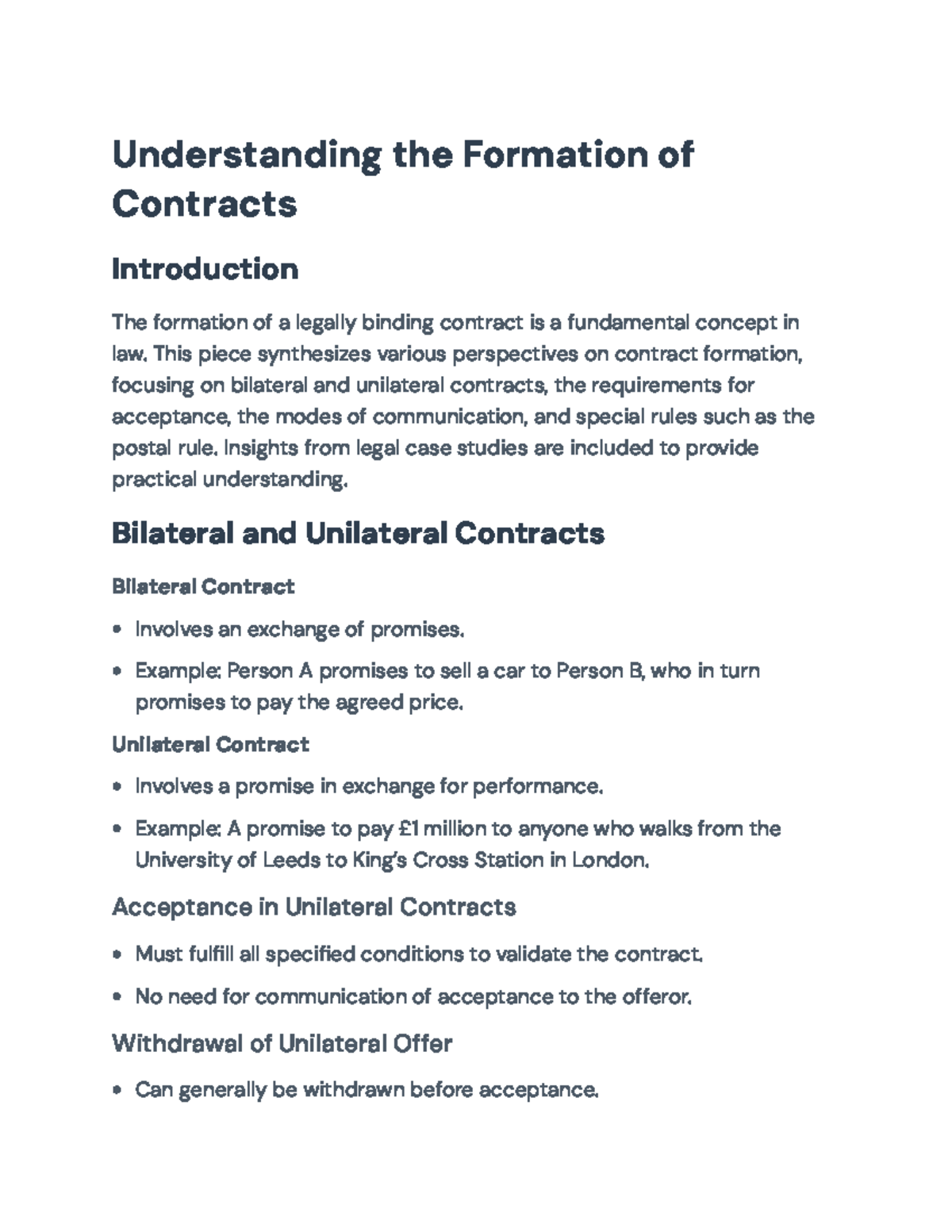 Understanding the Formation of Contracts: Key Principles and Case ...