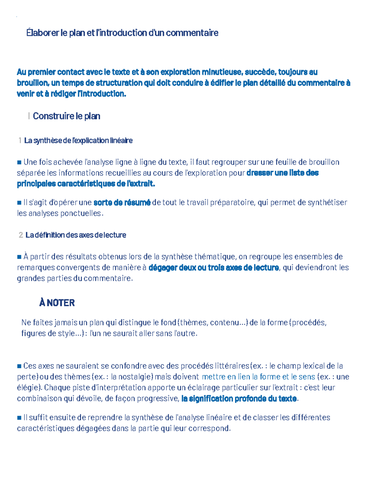 Élaboration du Plan et de l'Introduction d'un Commentaire - Cours de ...