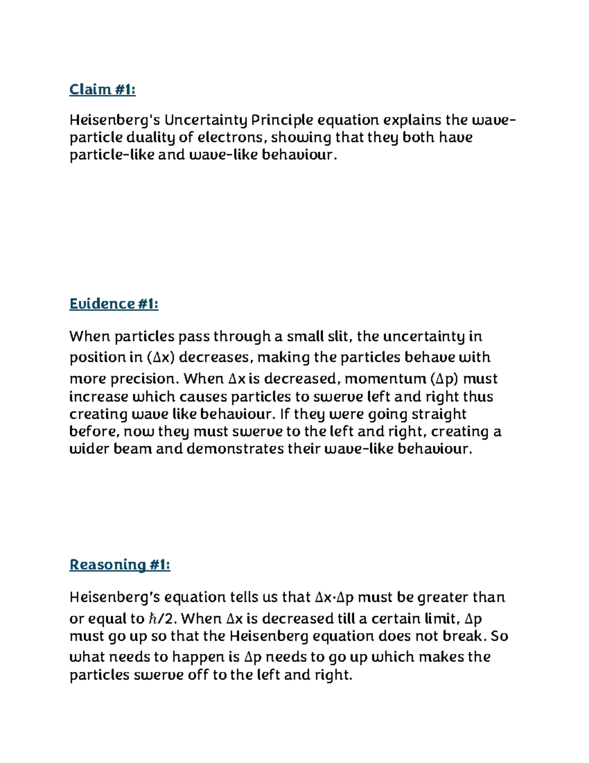 Heisenberg Uncertainty Principle & Matrix Mechanics Notes - Studocu