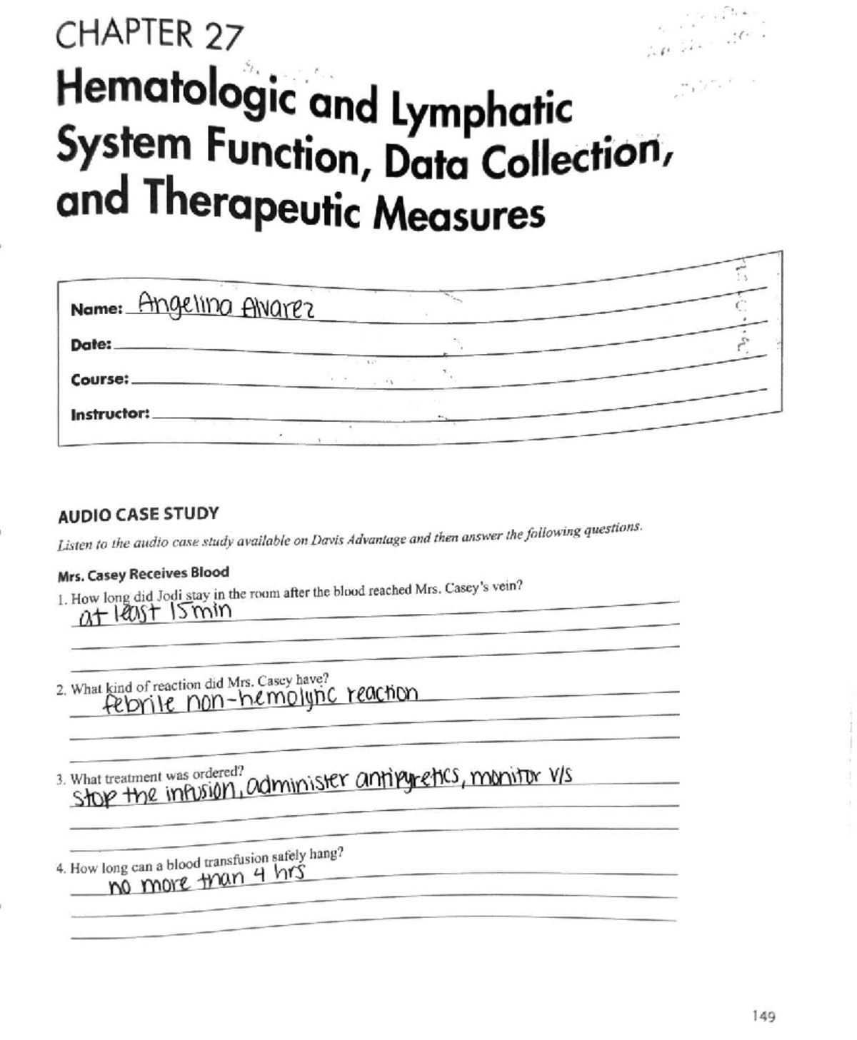 CHAPTER 27 Hematologic and Lymphatic System: Audio Case Study & Review ...