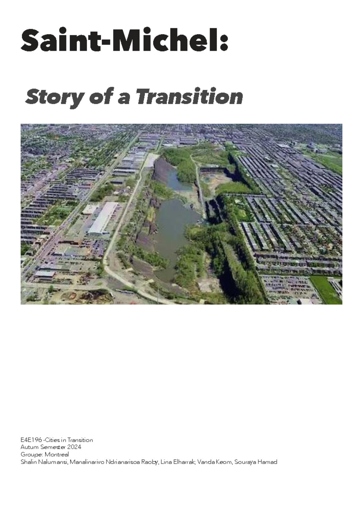 E4E196 Final Report: Urban Transition Strategies for Montreal 2024 ...