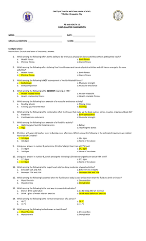 PE and Health Grade 12 Q1 SY 2022-2023 answer key - OROQUIETA CITY ...