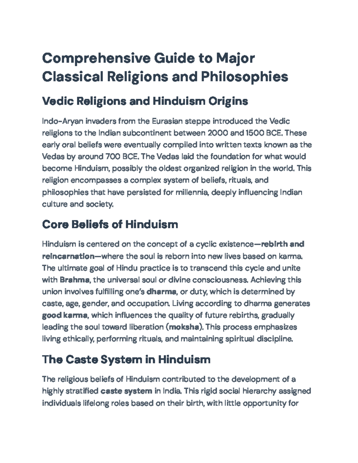 Comprehensive Overview of Major Classical Religions & Philosophies ...