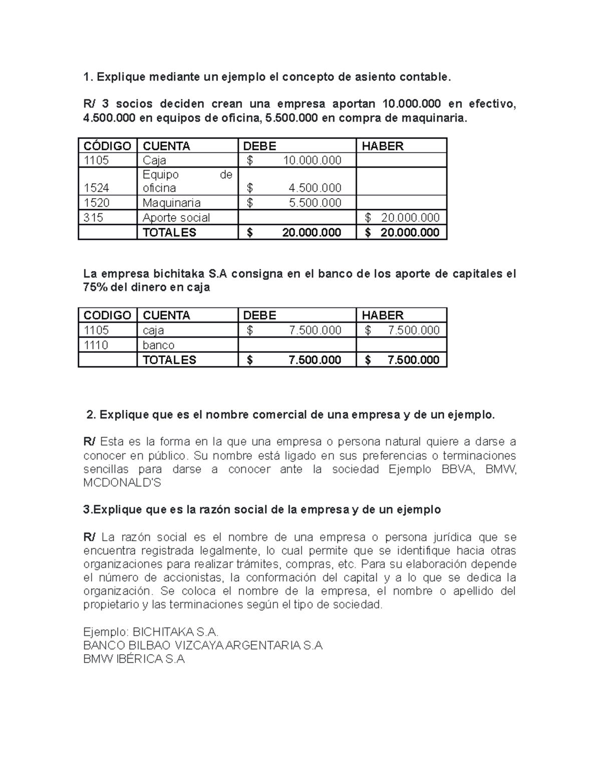 Contabilidad - UNIDAD 2 - 1. Explique mediante un ejemplo el concepto ...