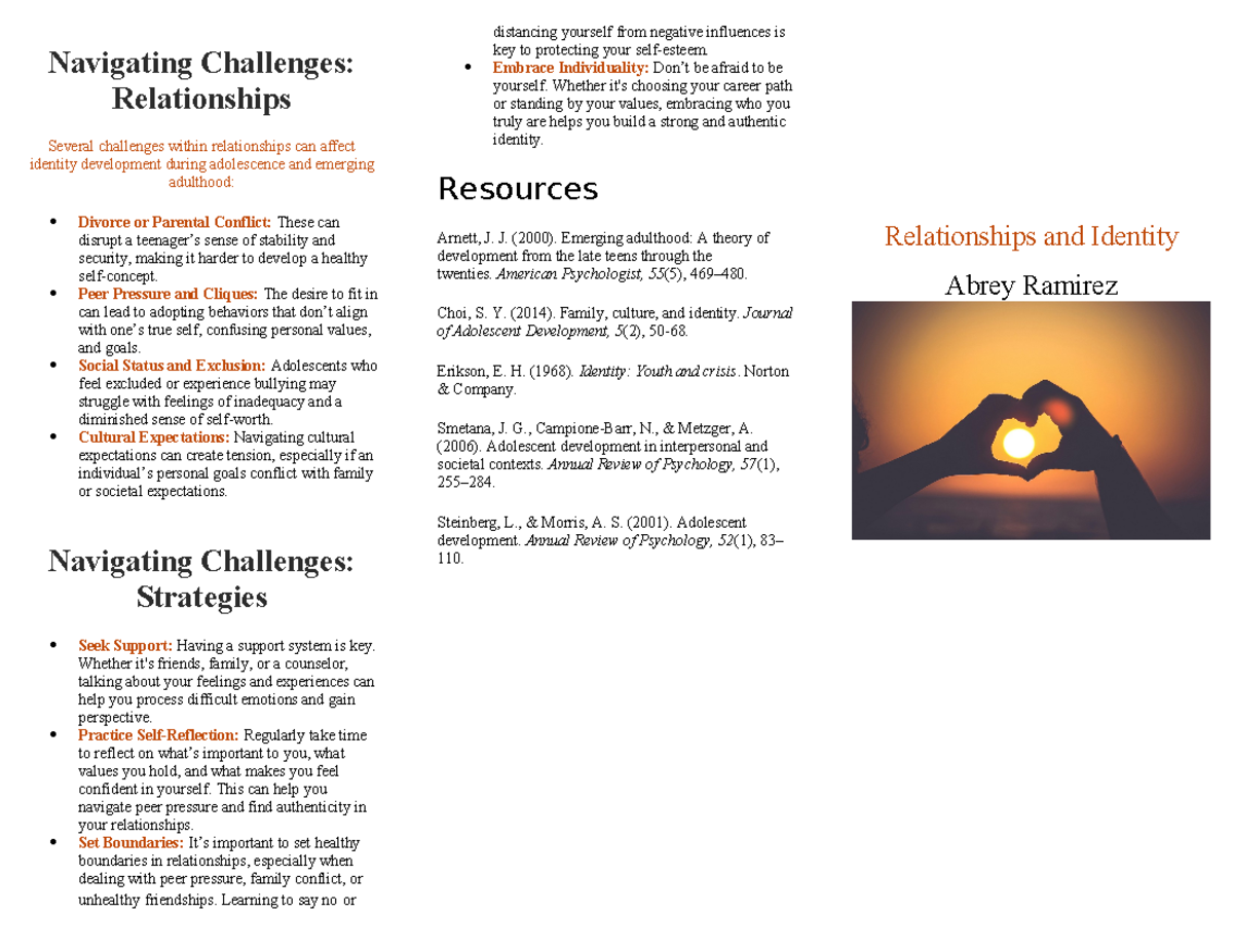 PSY322 Mod4 Bro - Brochure on Adolescent Relationships & Identity - Studocu