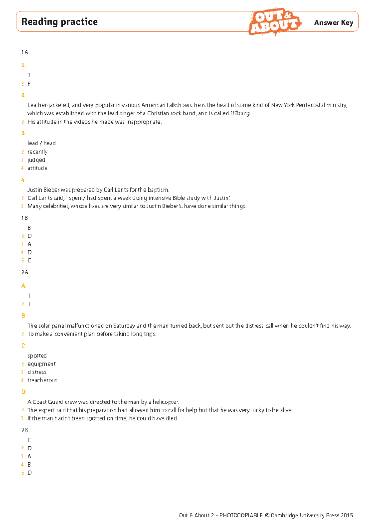 OA2 3b Reading Comprehension Answer Key - Studocu