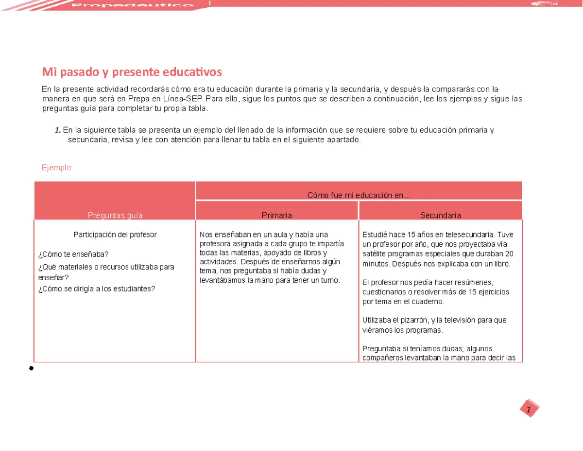 Propedeutico M0S3AI5 mi pasado y mi presente educativos. - Mi pasado y ...