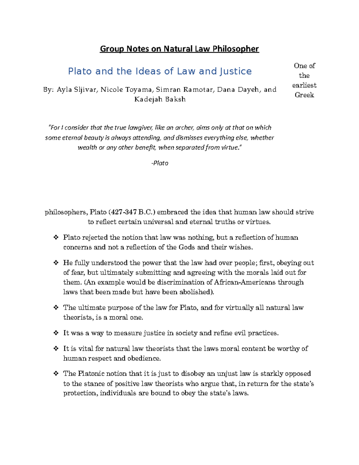 Natural Law Philosophers: Key Concepts & Reflections - Notes Day 2 ...