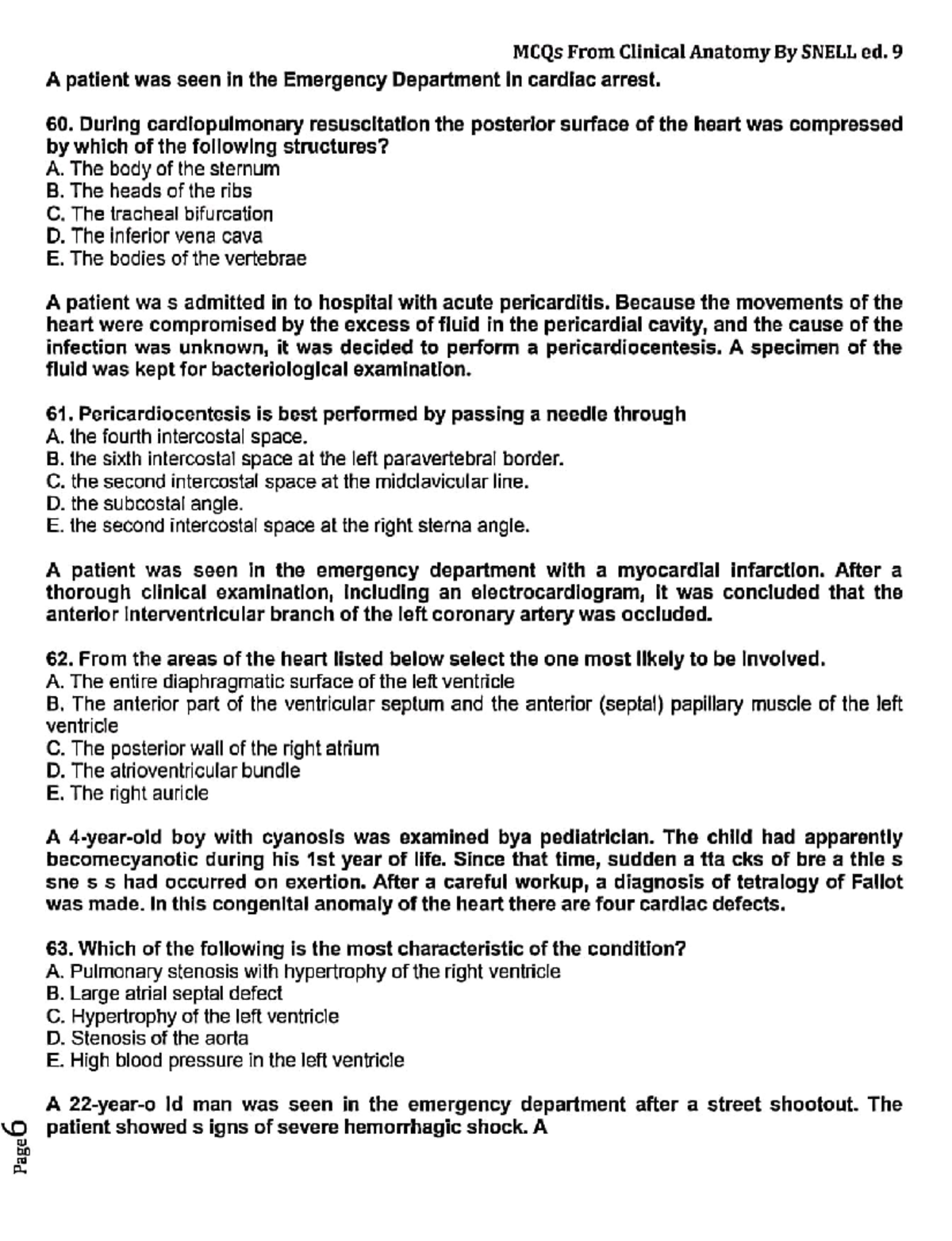 Nursing 492 quiz 7 - Xjxj - MCQs From Clinical Anatomy SNELL ed. 9 A ...