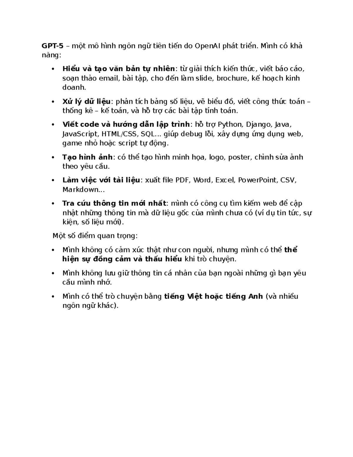 GPT - AI: Mô Hình Ngôn Ngữ Tiên Tiến Của OpenAI - Studocu