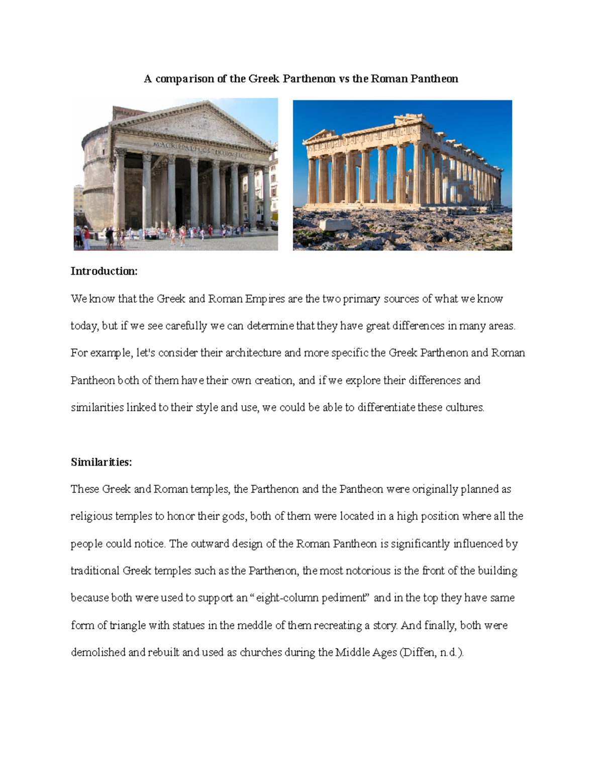 Comparative Study of Greek Parthenon & Roman Pantheon Architecture ...