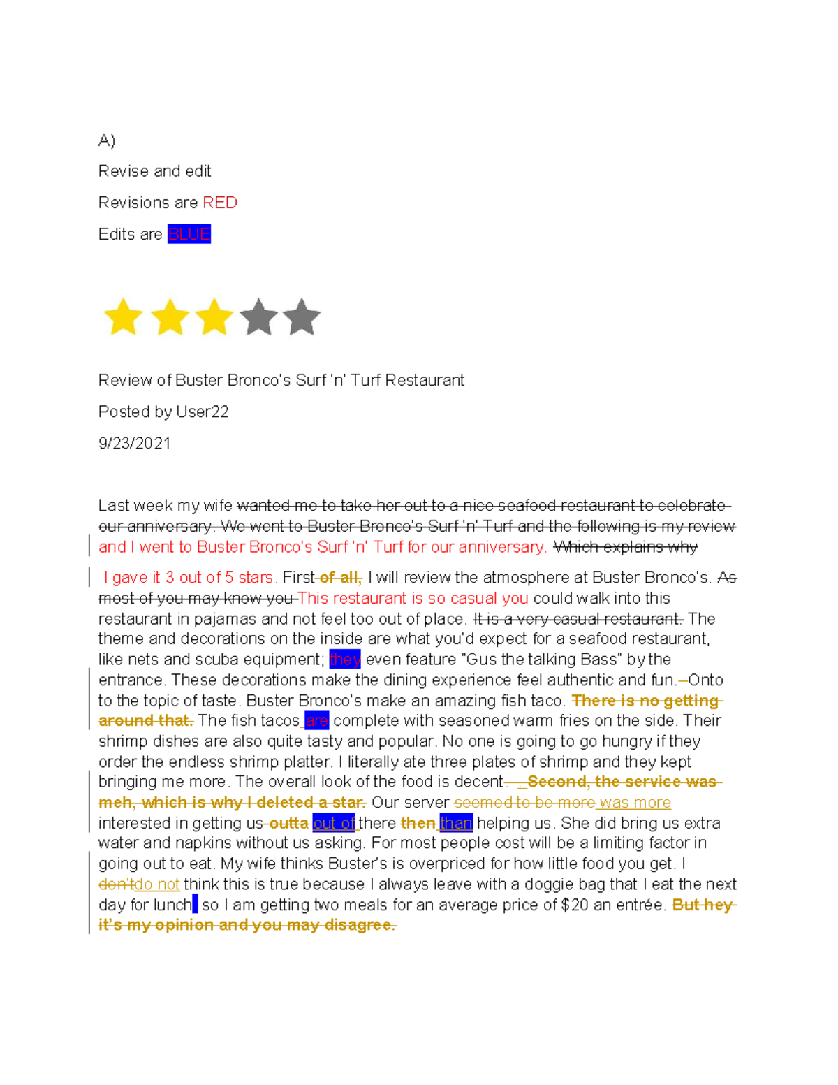 D269-Task 3 (1) - TASK 3 - A) Revise and edit Revisions are RED Edits ...