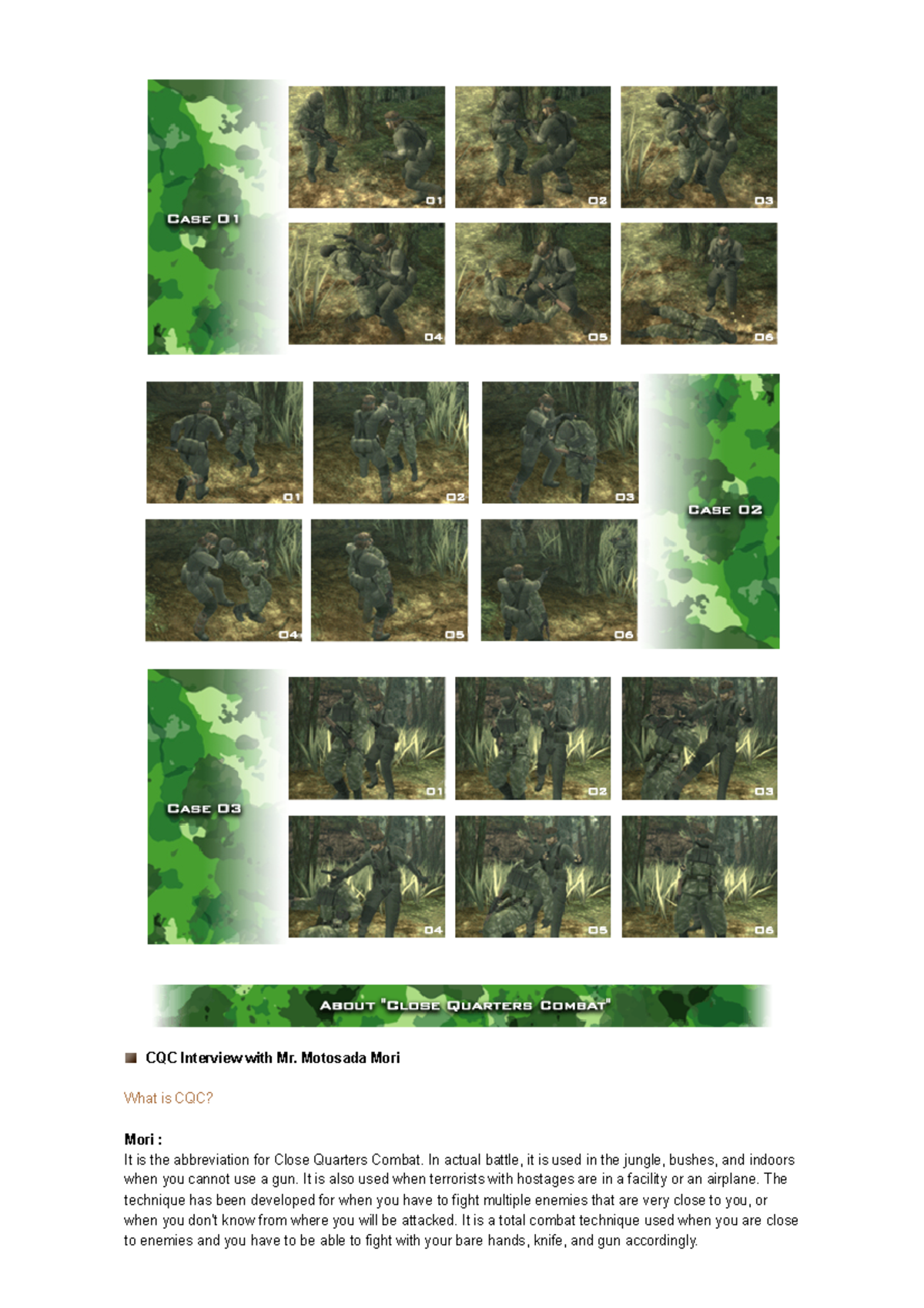 MGS3 Case Study: Insights on CQC Techniques and Strategies - Studocu