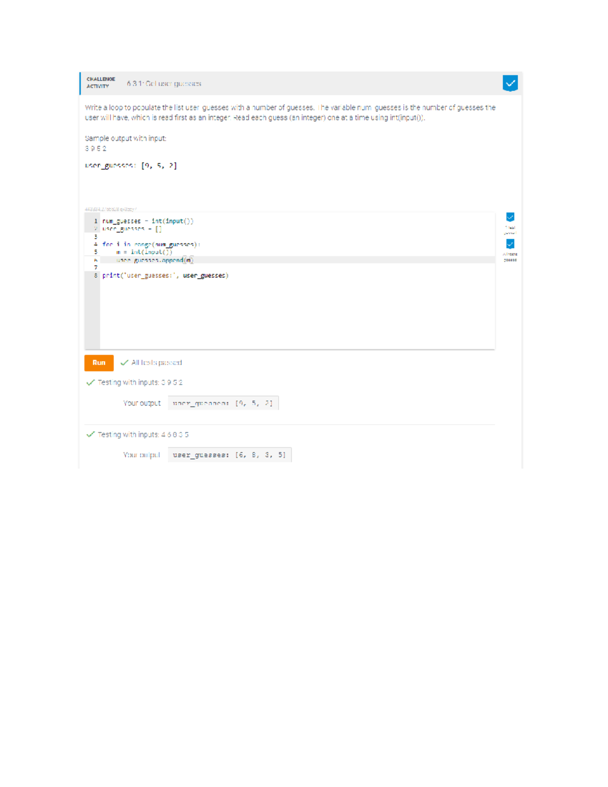 Challenge Activities from Chapter 6: User Guesses & Sum Extra Credit ...